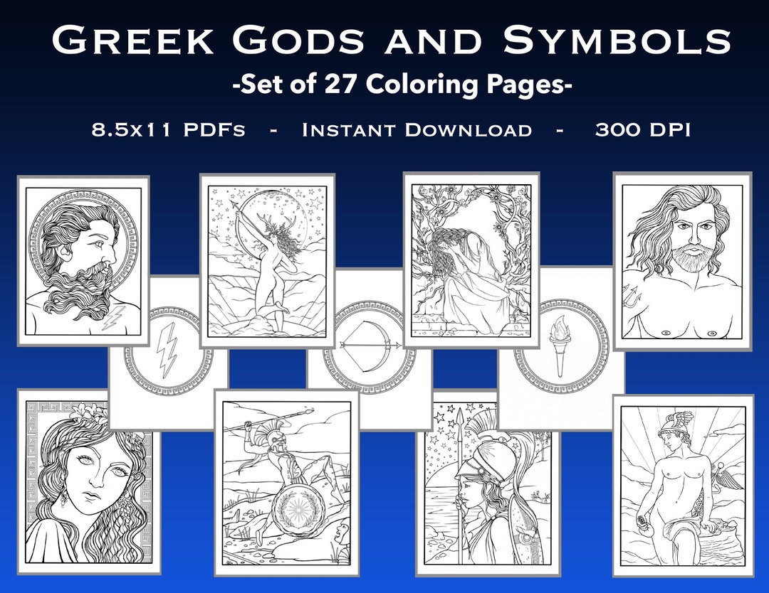 Twelve Greek Gods and Goddesses Coloring Pages Olympian Gods - Etsy