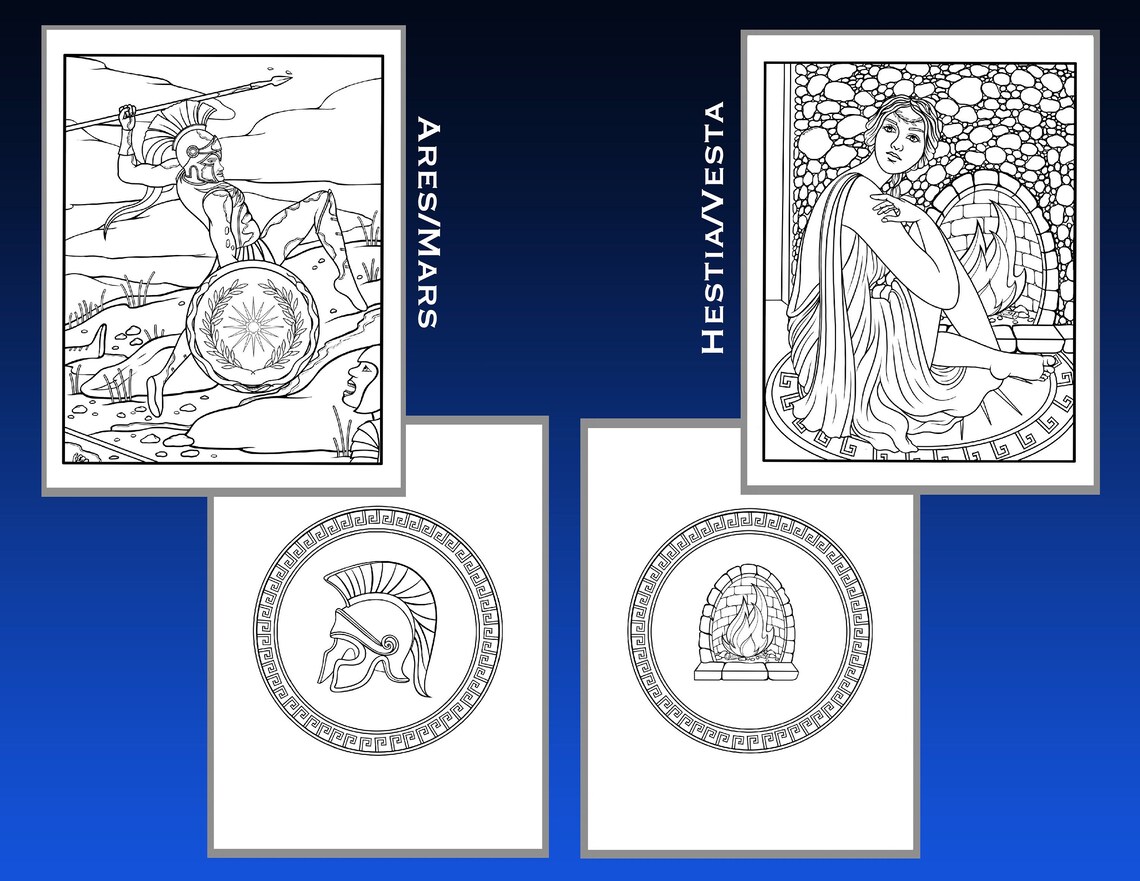 Twelve Greek Gods and Goddesses Coloring Pages Olympian Gods - Etsy