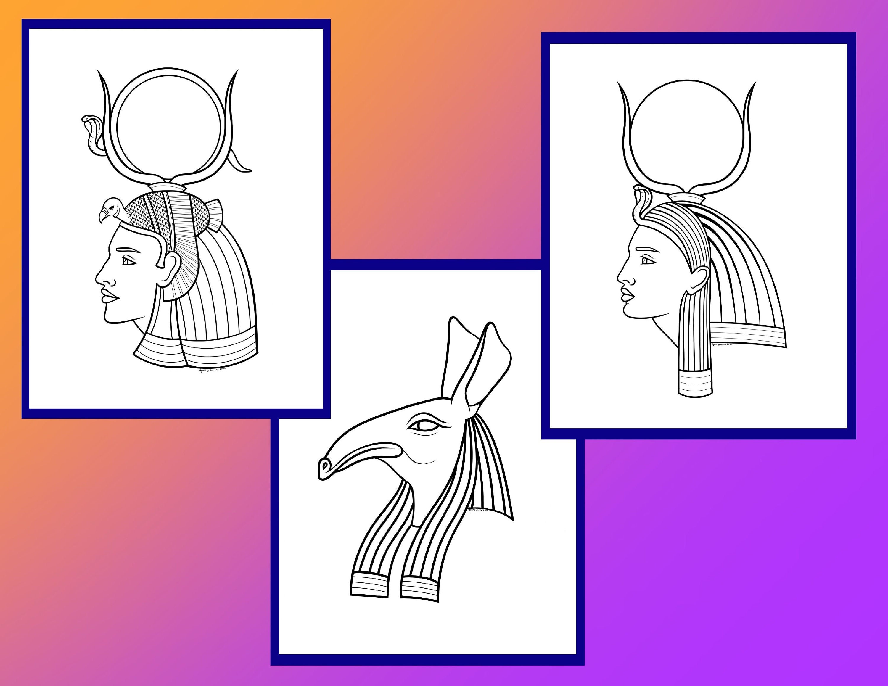 Antiguos dioses egipcios páginas para colorear para niños | Etsy