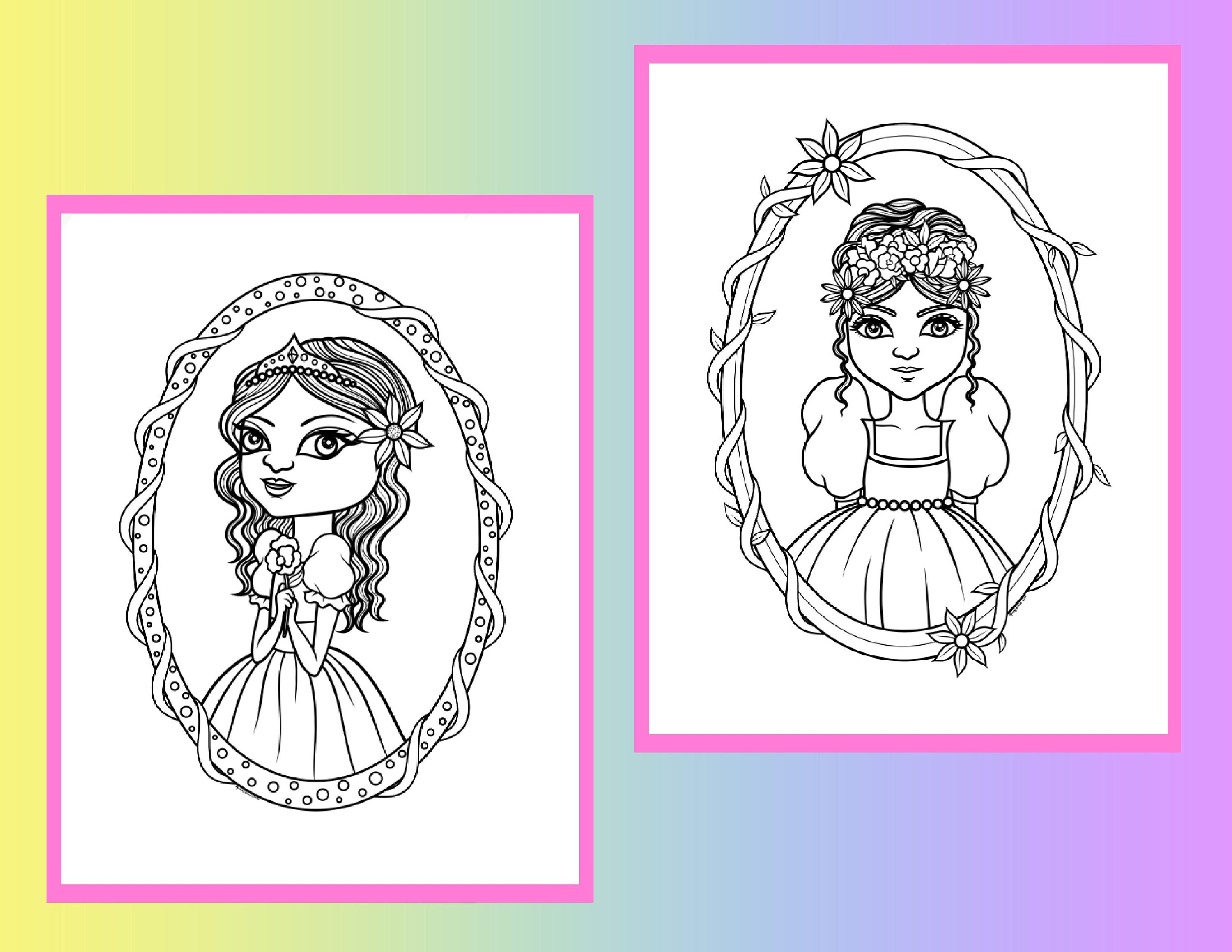 Pretty Princesses Coloring Pages for Kids for Girls Princess - Etsy