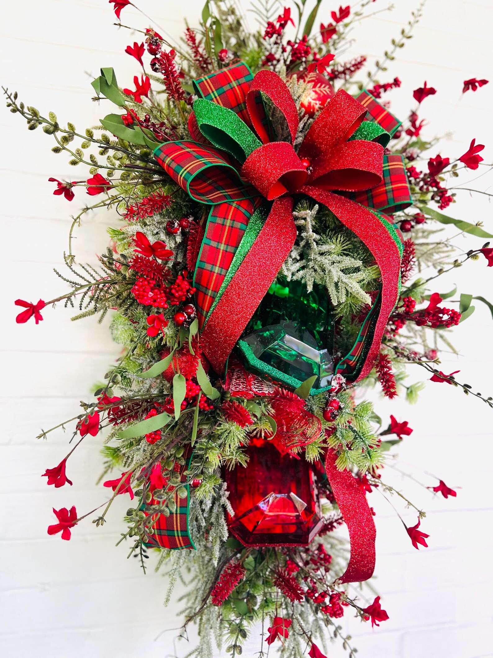 Christmas Swag, Glam Swag With Designer Jewels, Holiday Decor for Door ...