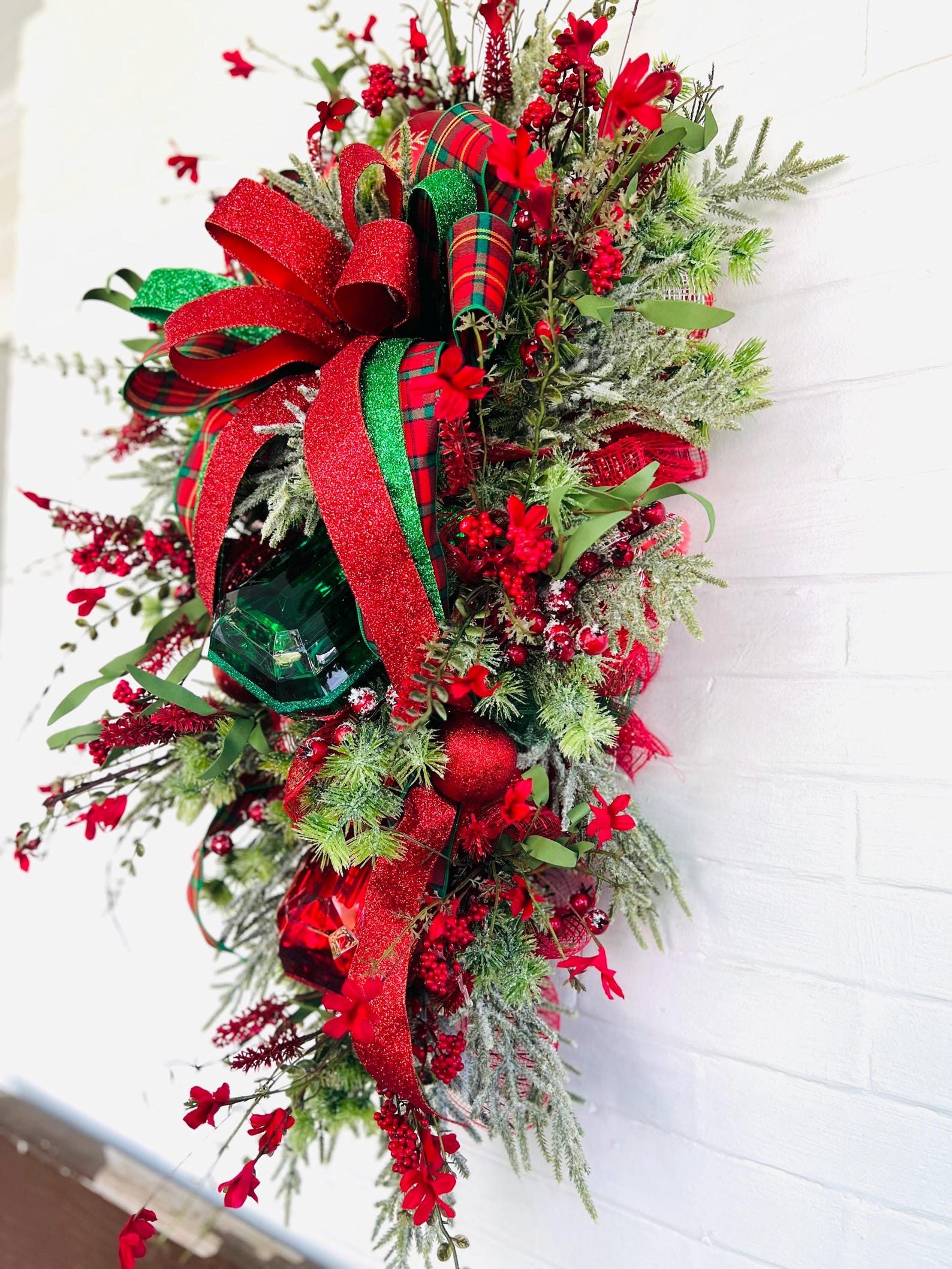 Christmas Swag, Glam Swag With Designer Jewels, Holiday Decor for Door ...