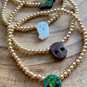 NEW Gold Filled Beaded Halloween Bracelets / Ghost / Pumpkin / Skull ...