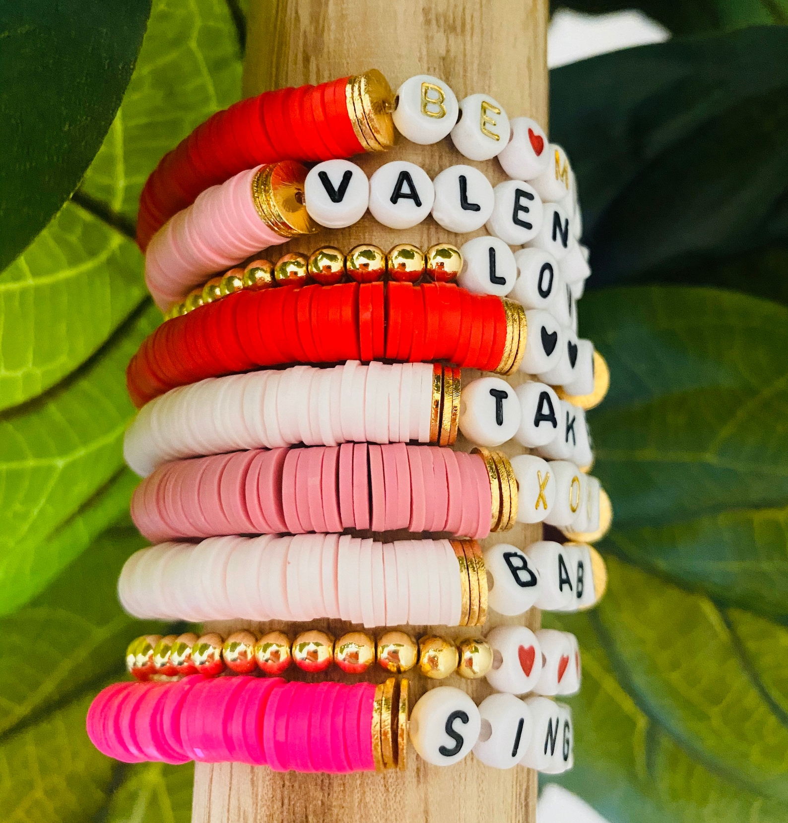 Valentines Day Bracelets / Name Bracelets / Heishi Bracelets - Etsy