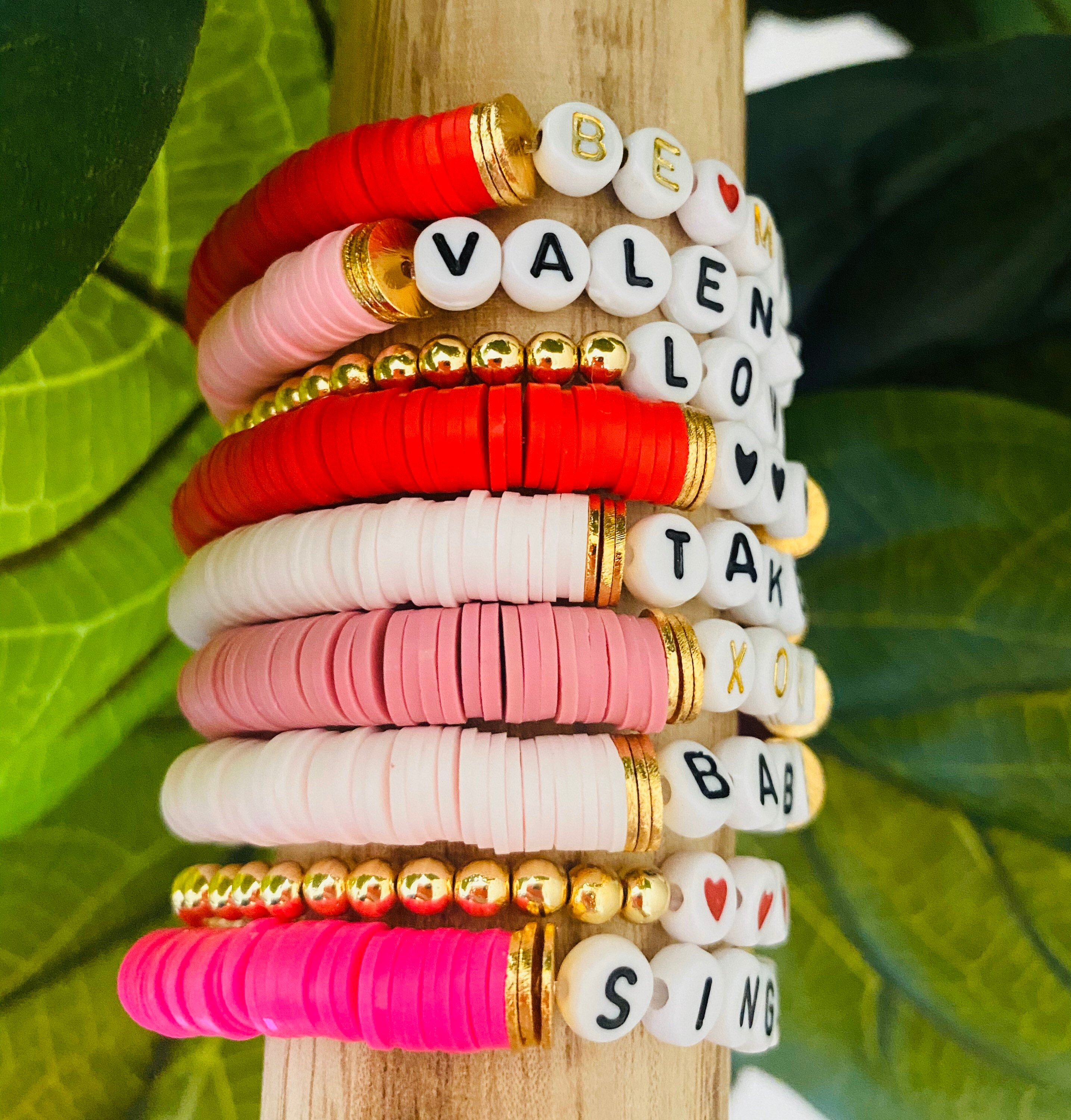 Valentines Day bracelets / name bracelets / Heishi bracelets | Etsy