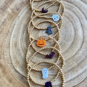NEW Gold Filled Beaded Halloween Bracelets / Ghost / Pumpkin / Skull ...