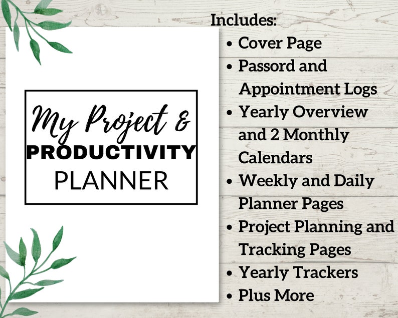 Productivity Planner Printable Project Planner Printable 4 - Etsy