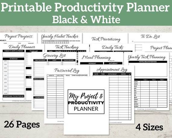 Productivity Planner Printable Project Planner Printable 4 | Etsy