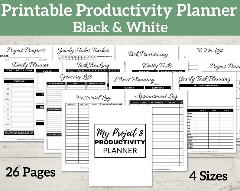 Productivity Planner Printable Project Planner Printable 4 - Etsy