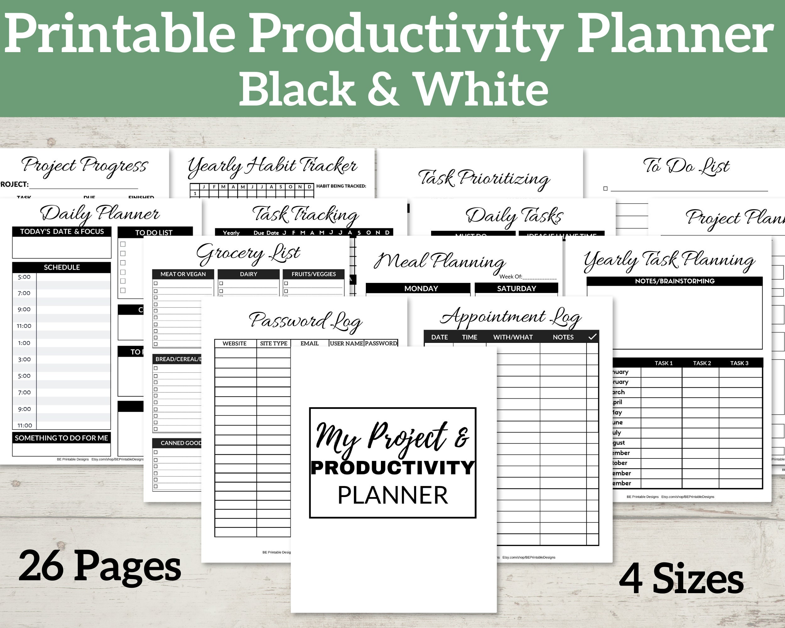 Productivity Planner Printable Project Planner Printable 4 - Etsy