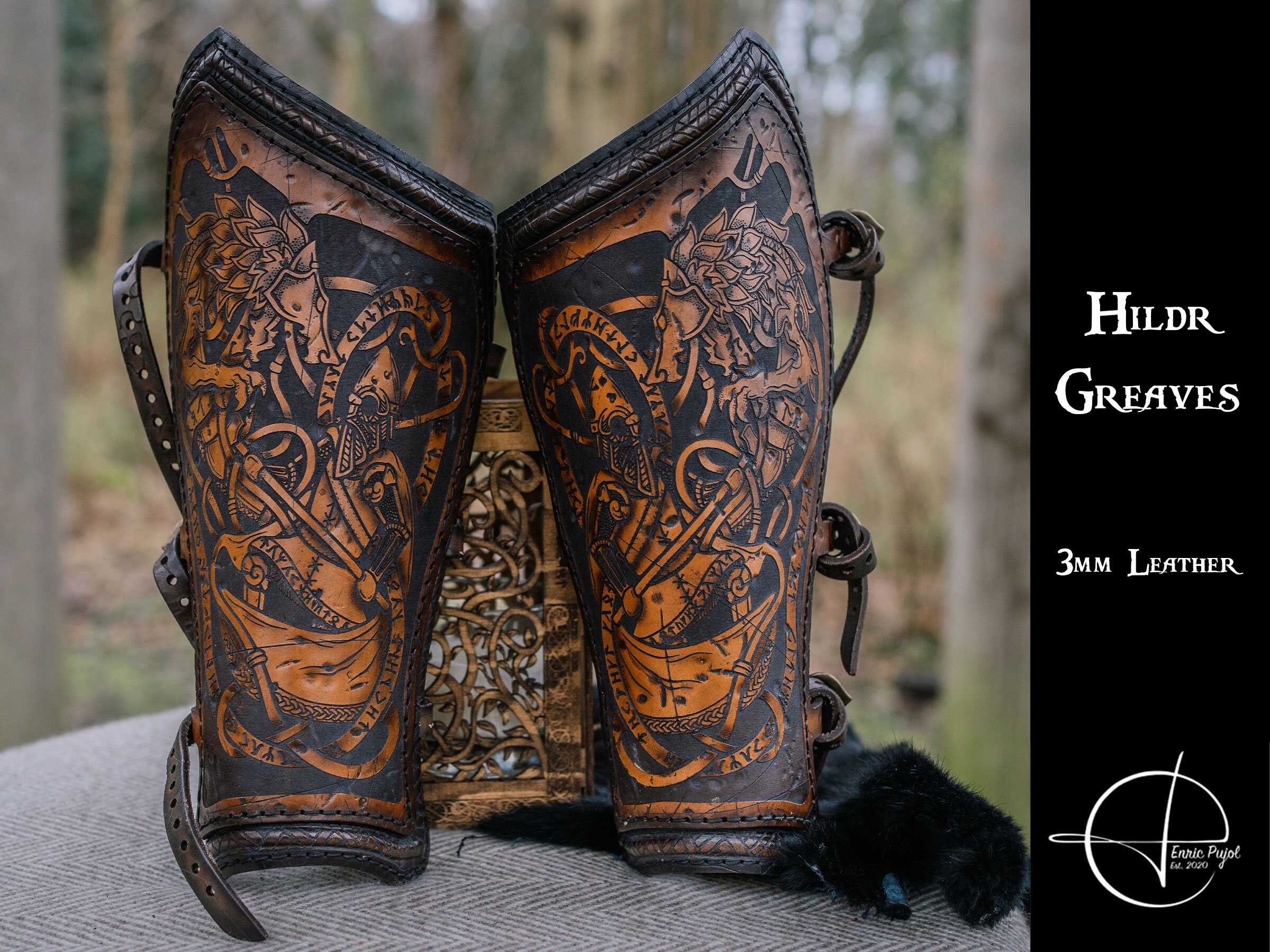 Hildr Full Leather Viking Greaves Larp Cosplay Medieval - Etsy