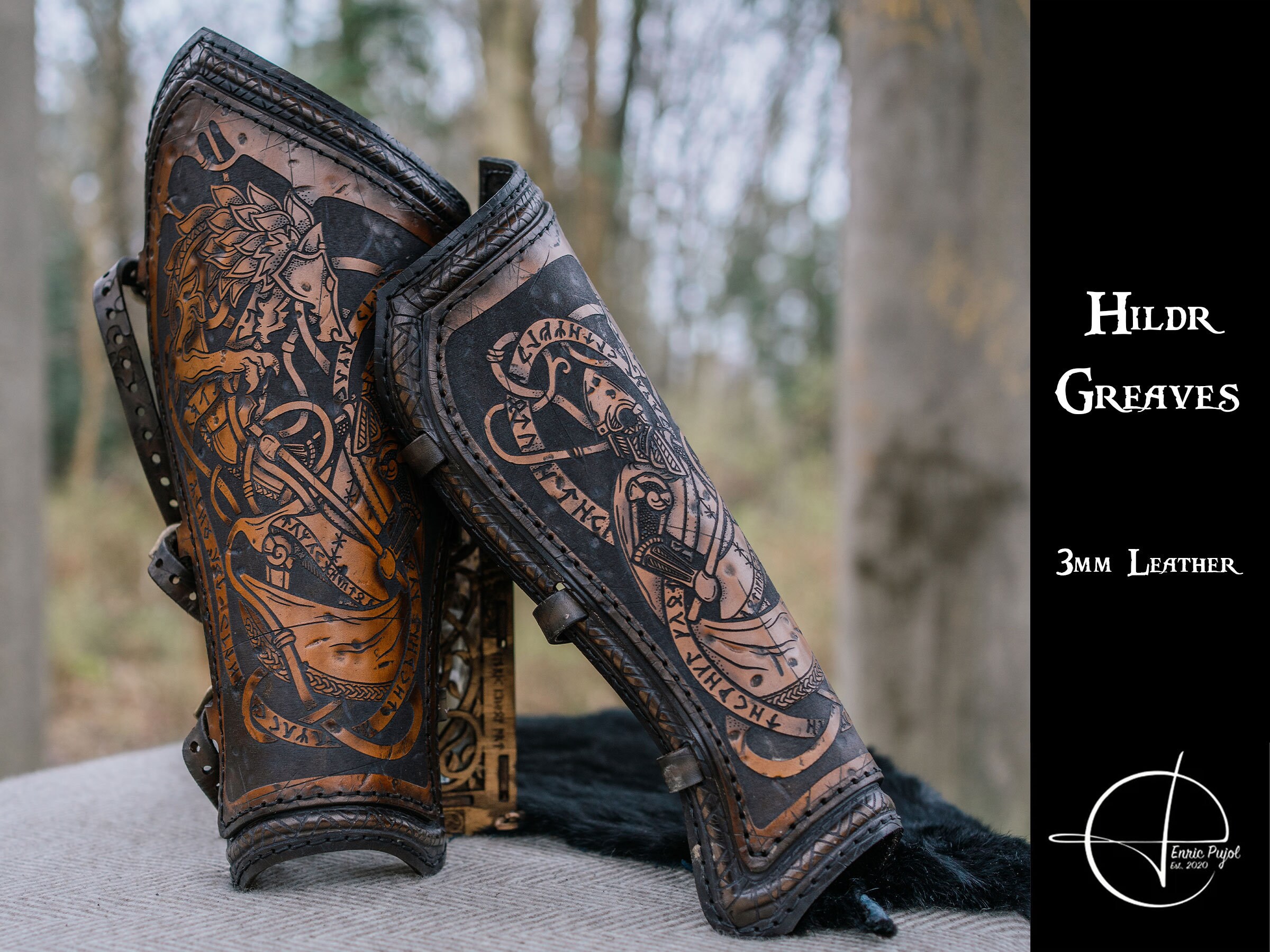 Hildr Full Leather Viking Greaves Larp Cosplay Medieval - Etsy