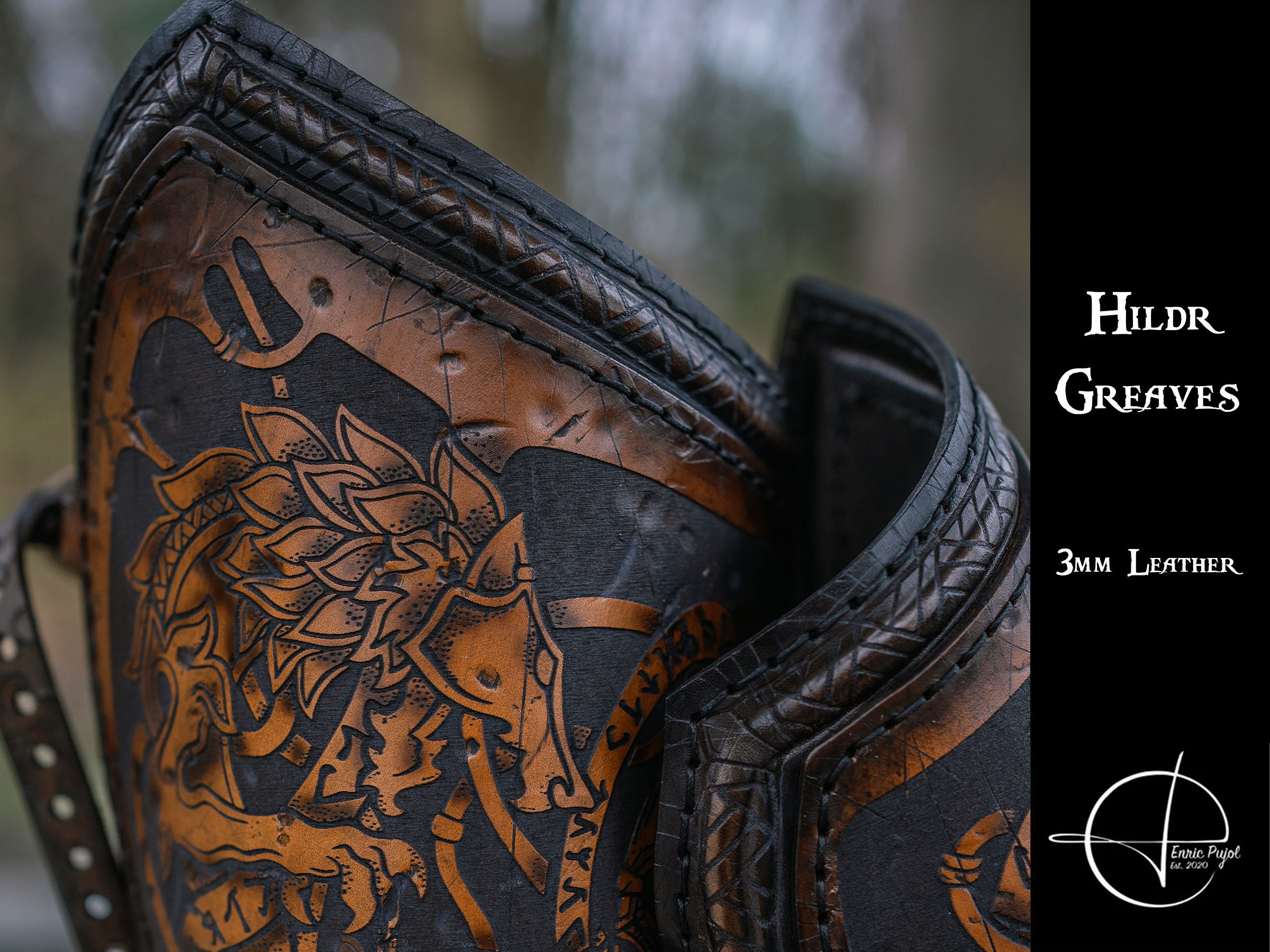 Hildr Full Leather Viking Greaves Larp Cosplay Medieval - Etsy