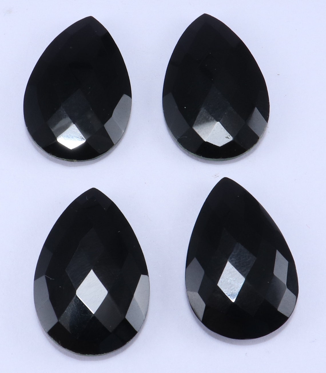 Natural Black Onyx Pear Shape Loose Gemstone Both Side Checker - Etsy