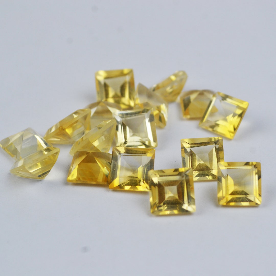Citrine Square Shape Faceted Citrine Loose Gemstone for Handmade ...