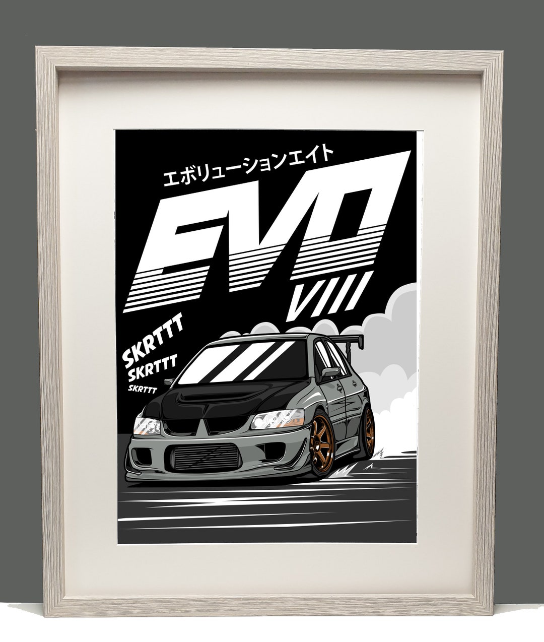 Evo 8 Street Racer Art Print in Frame. Jdm Legends - Etsy