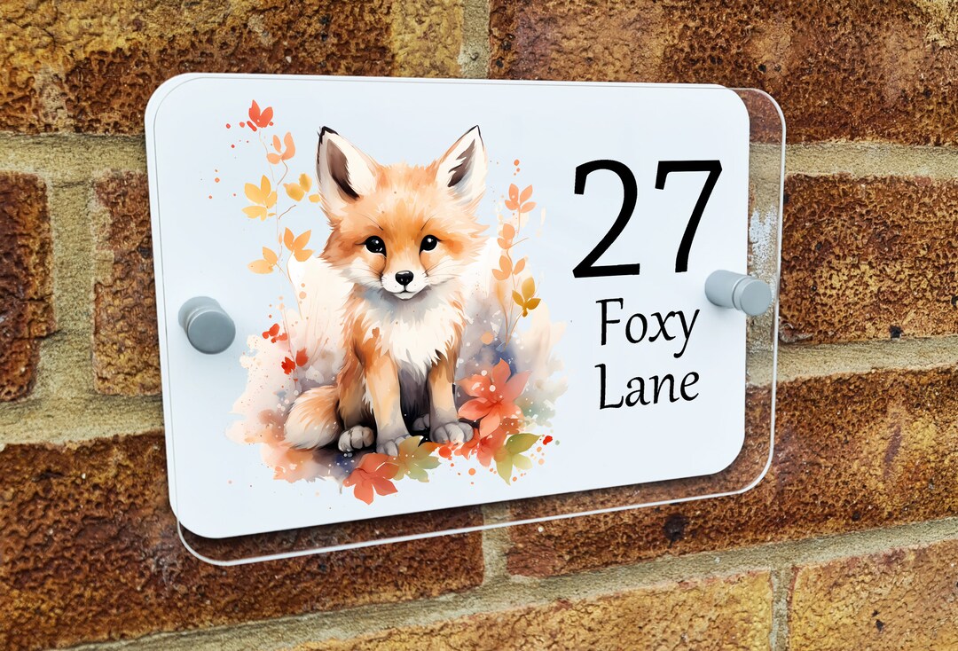 Red Fox House Plaque, Personalised House Sign, Modern House Plaque ...