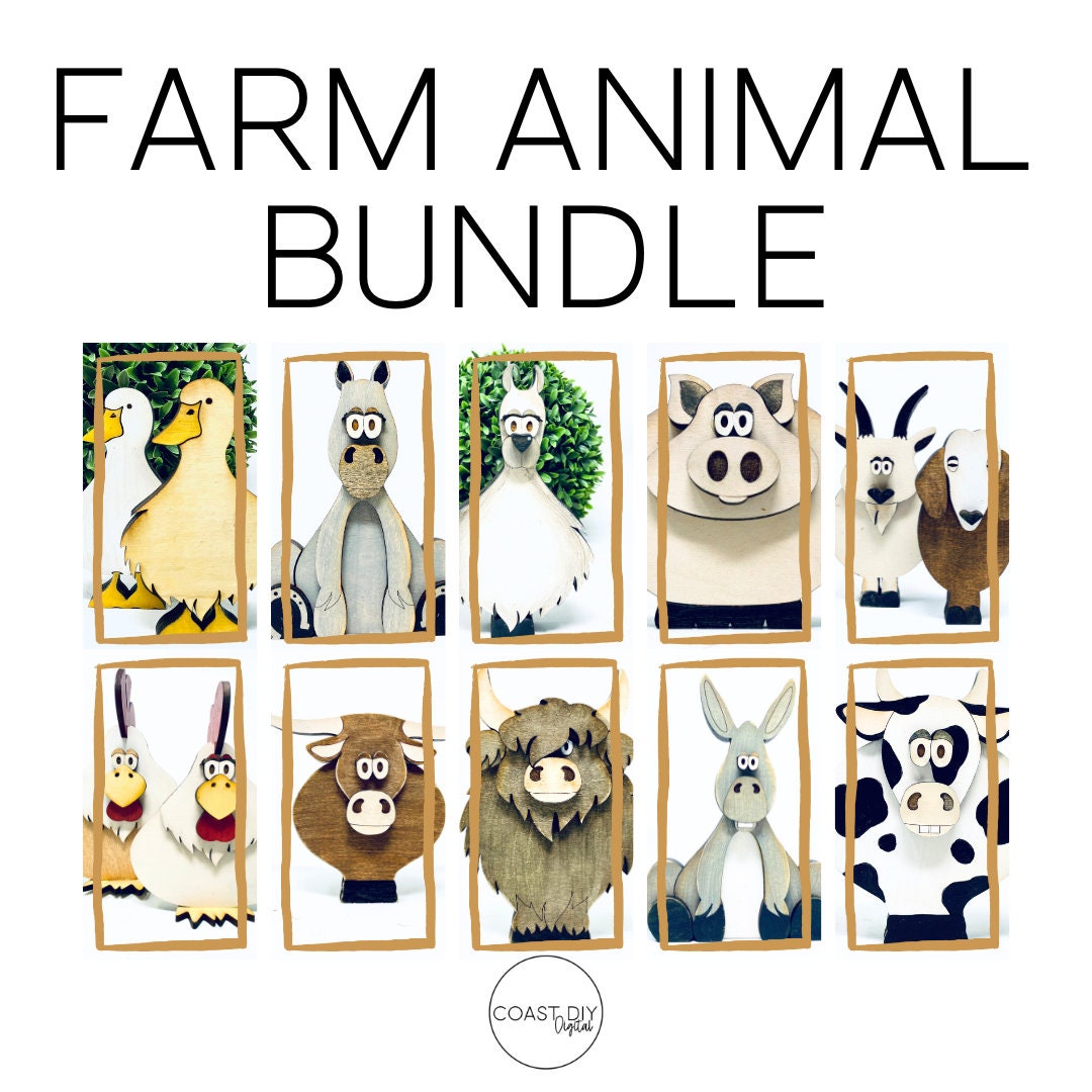 Farm Animal Bundle Laser File | Glowforge Ready | Laser File | SVG - Etsy