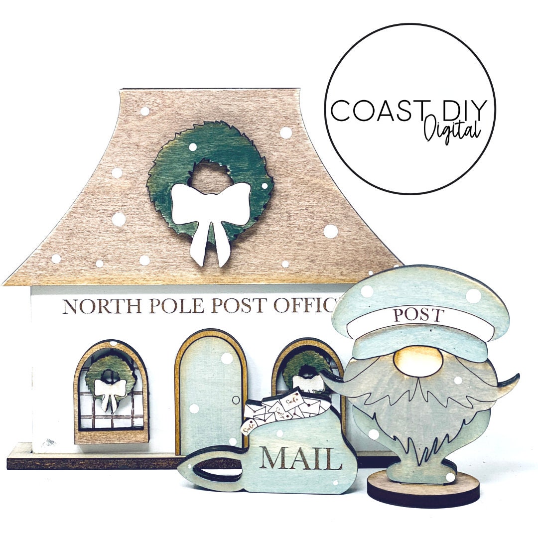 Christmas Village Post Office and Postman Mailman - Etsy