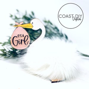 Pom Pom Stork Wooden Add on SVG File | Digital Download | Glowforge ...