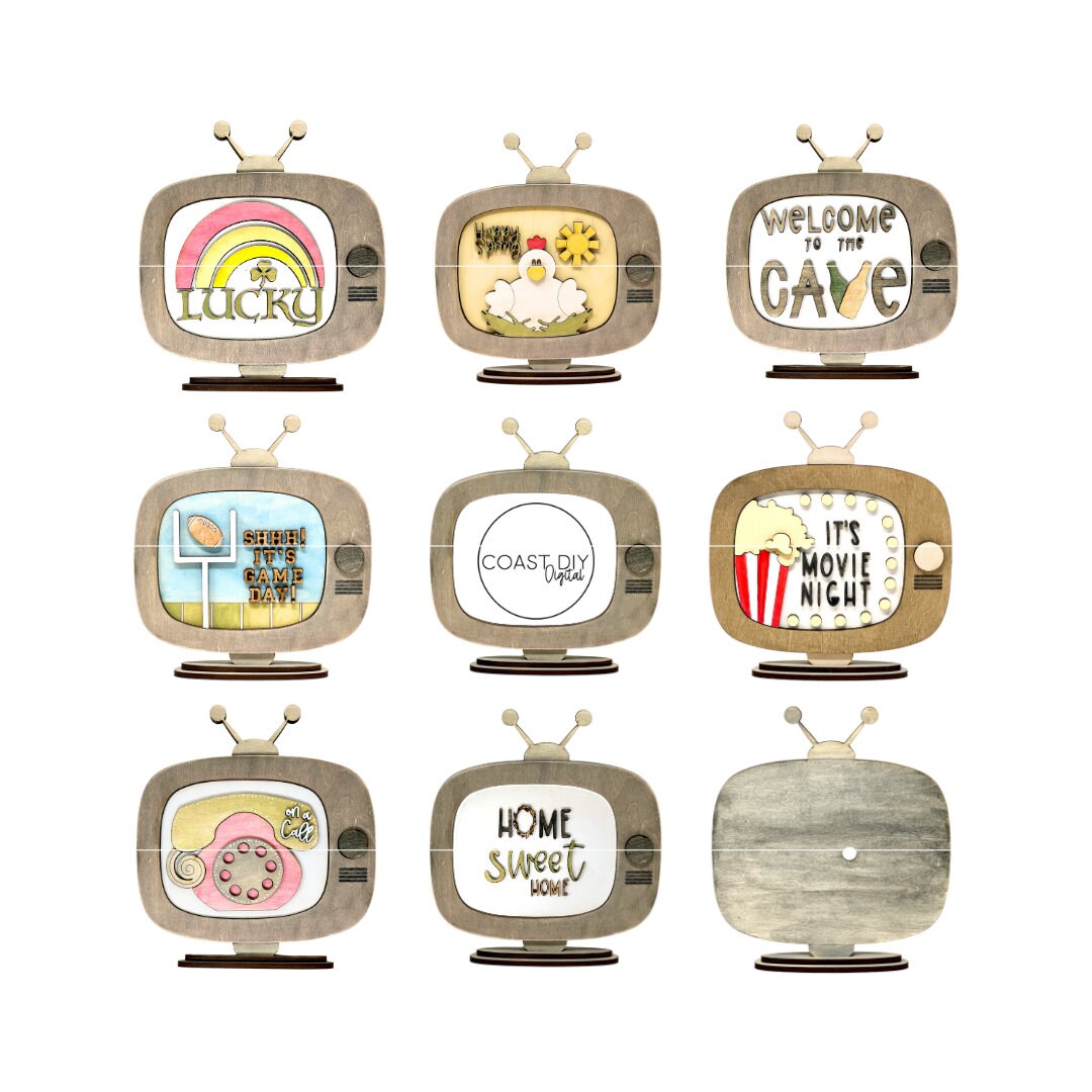 Interchangeable Retro TV SVG Digital File | Glowforge Ready | Shelf ...