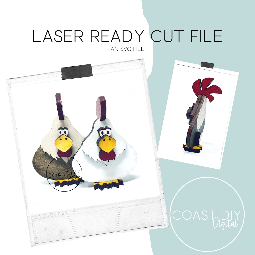 Chicken Laser File | Glowforge Ready | Laser File | SVG | Rooster | Hen ...