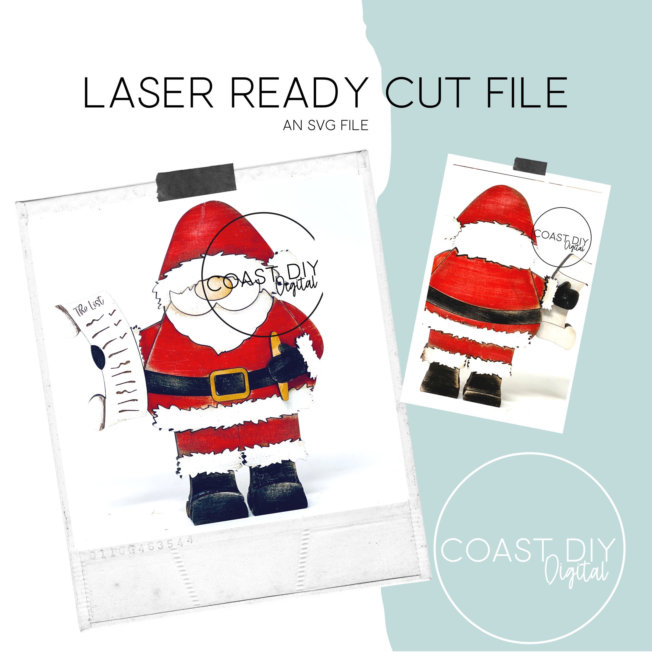 Santa Checking His List | Christmas Village | Glowforge Ready | Laser ...