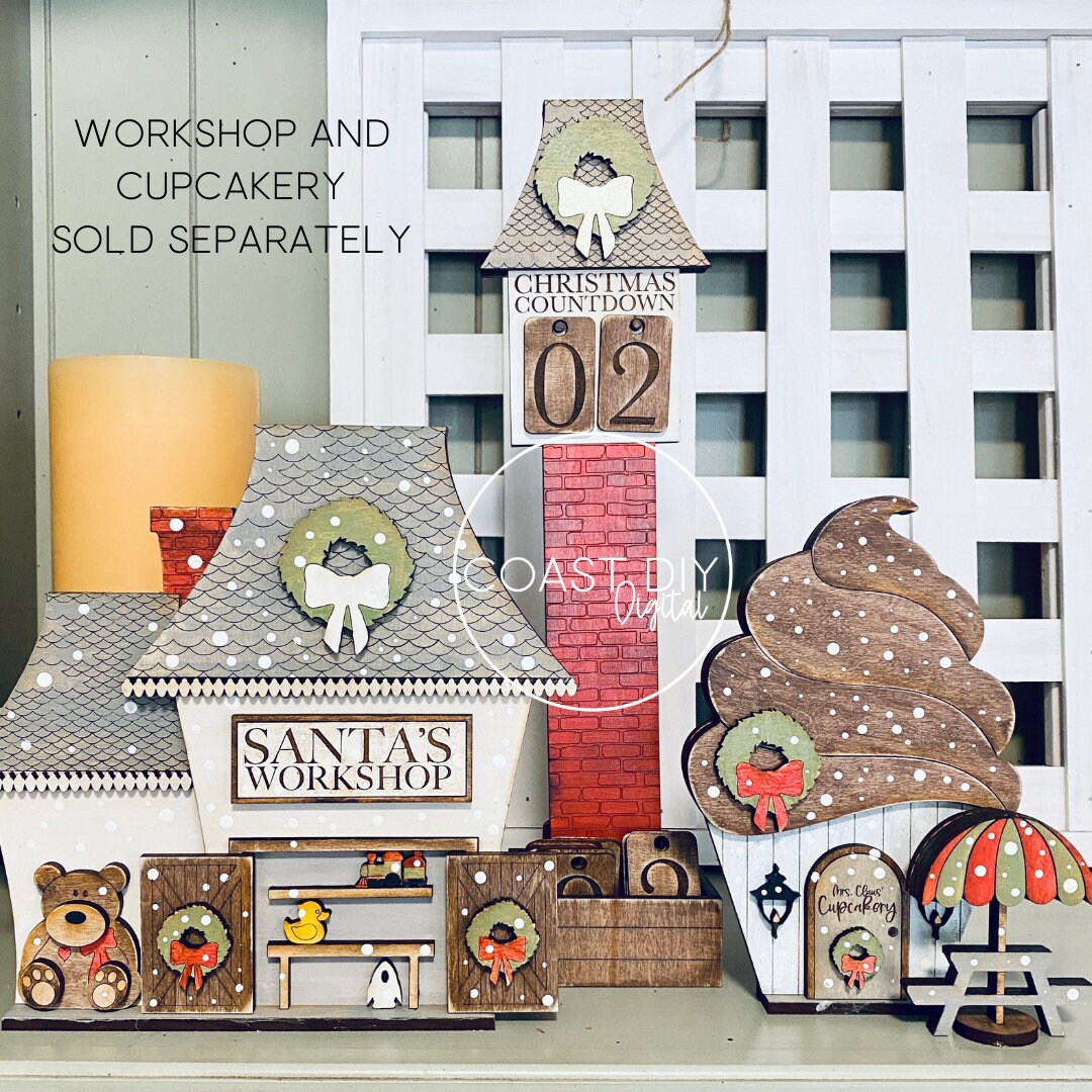 Christmas Village Countdown Tower Clock Tower Glowforge - Etsy