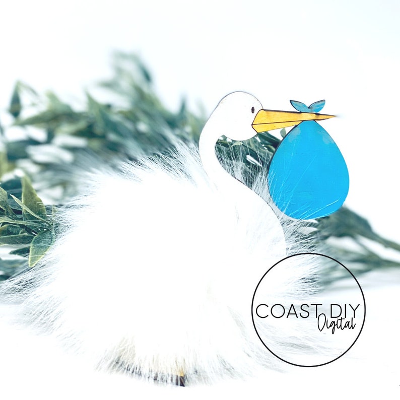 Pom Pom Stork Wooden Add on SVG File | Digital Download | Glowforge ...