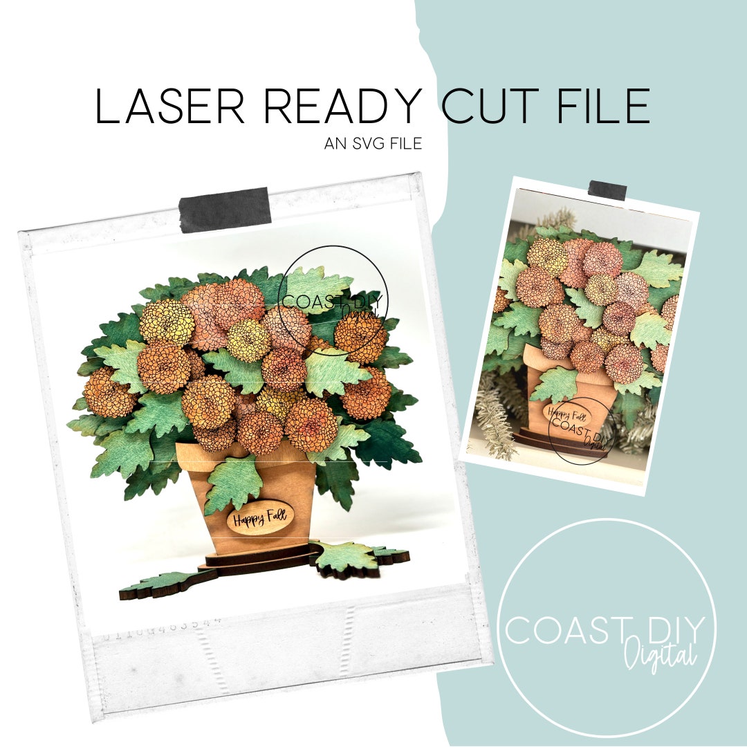 Potted Chrysanthemum SVG File | Digital Download | Glowforge | Laser ...