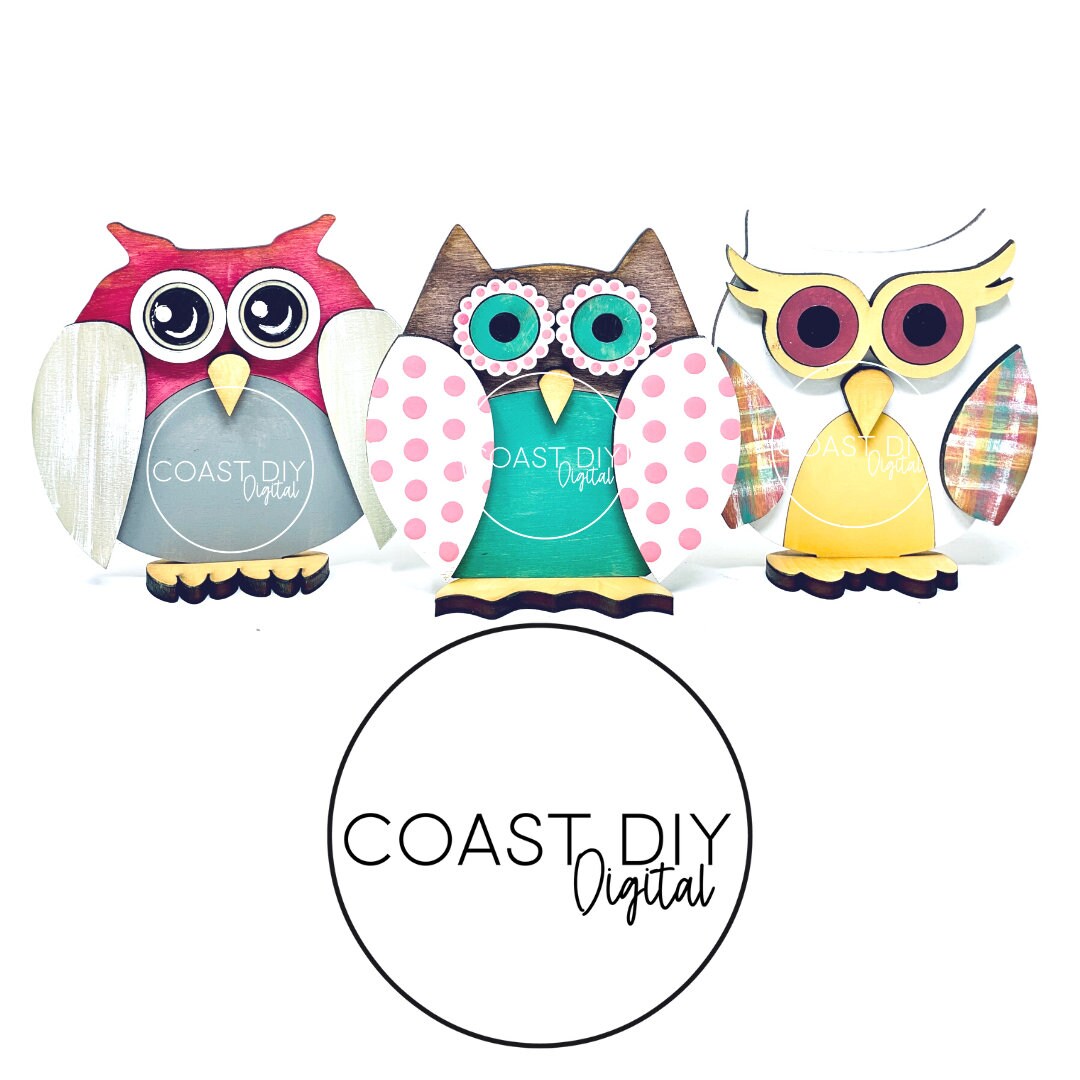 Trio of Owls SVG Digital File Glowforge Ready Laser - Etsy