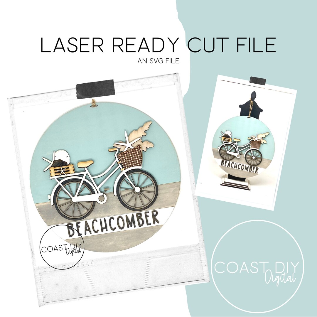 Beachcomber Beach Bike Svg File | Glowforge Ready | Laser File - Etsy