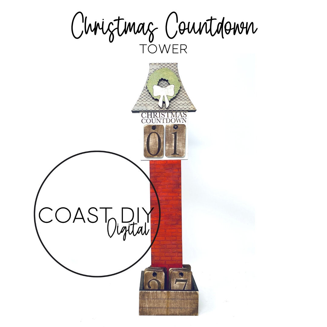 Christmas Village Countdown Tower Clock Tower Glowforge - Etsy