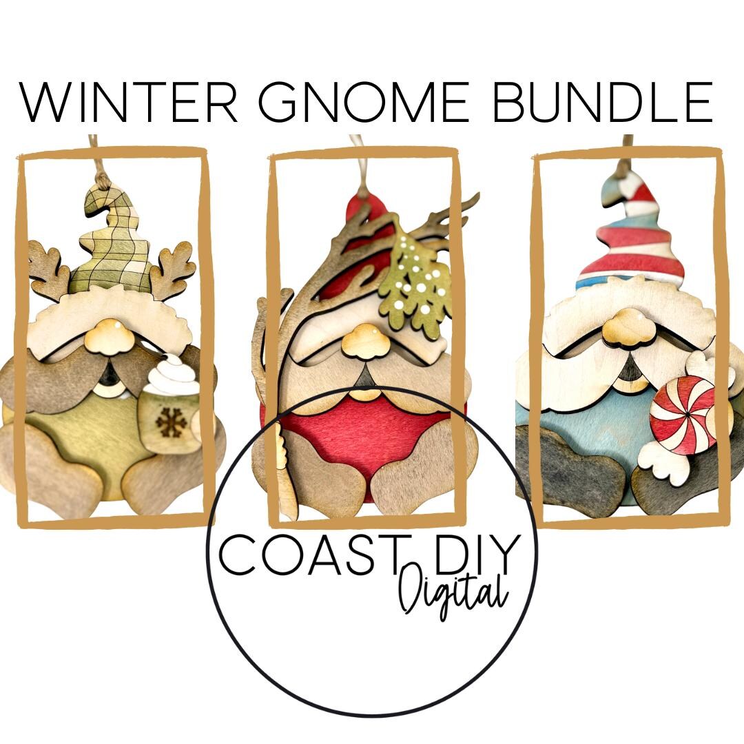 BUNDLE of Winter Gnomes SVG Digital Files | Glowforge Ready | Laser ...