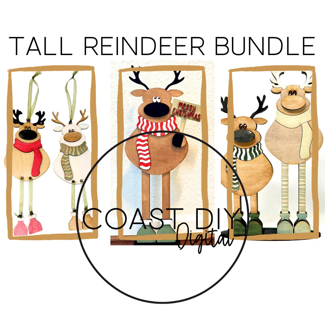 Tall Reindeer BUNDLE SVG Digital Files | Glowforge Ready | Laser ...