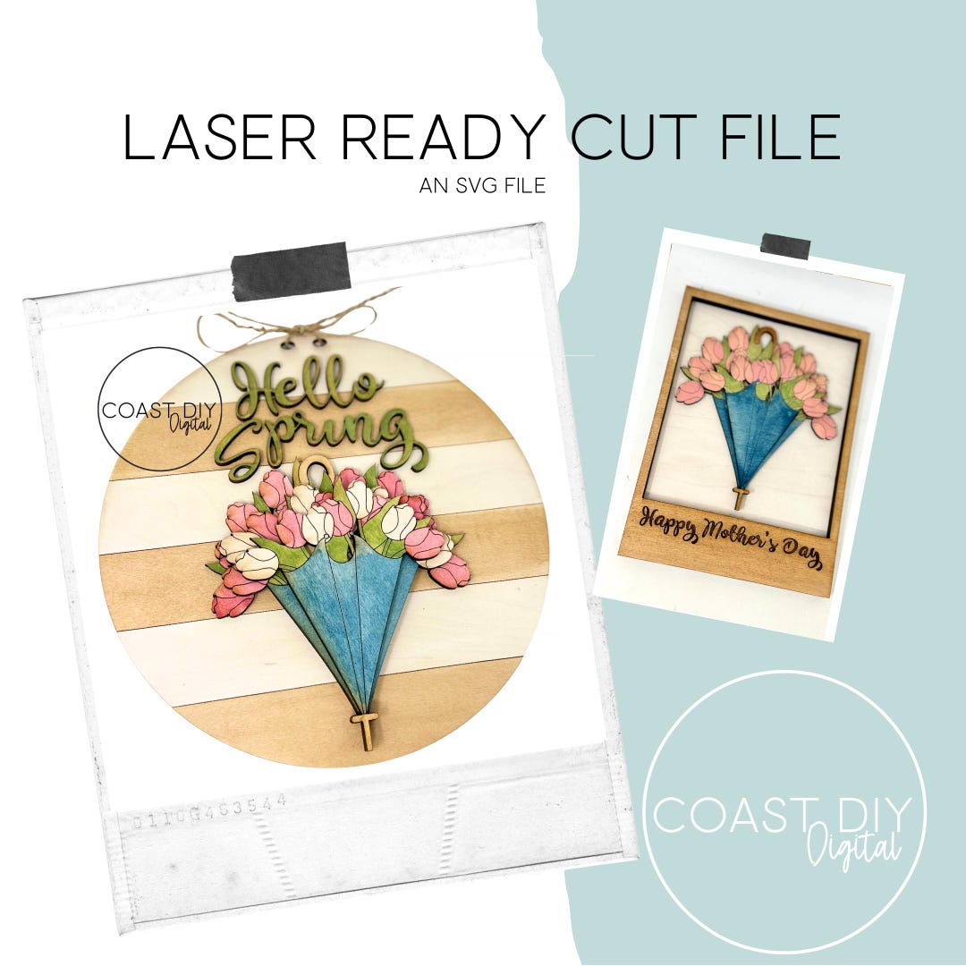 Tulip Umbrella Signs | Dimensional SVG Digital File | Glowforge Ready ...