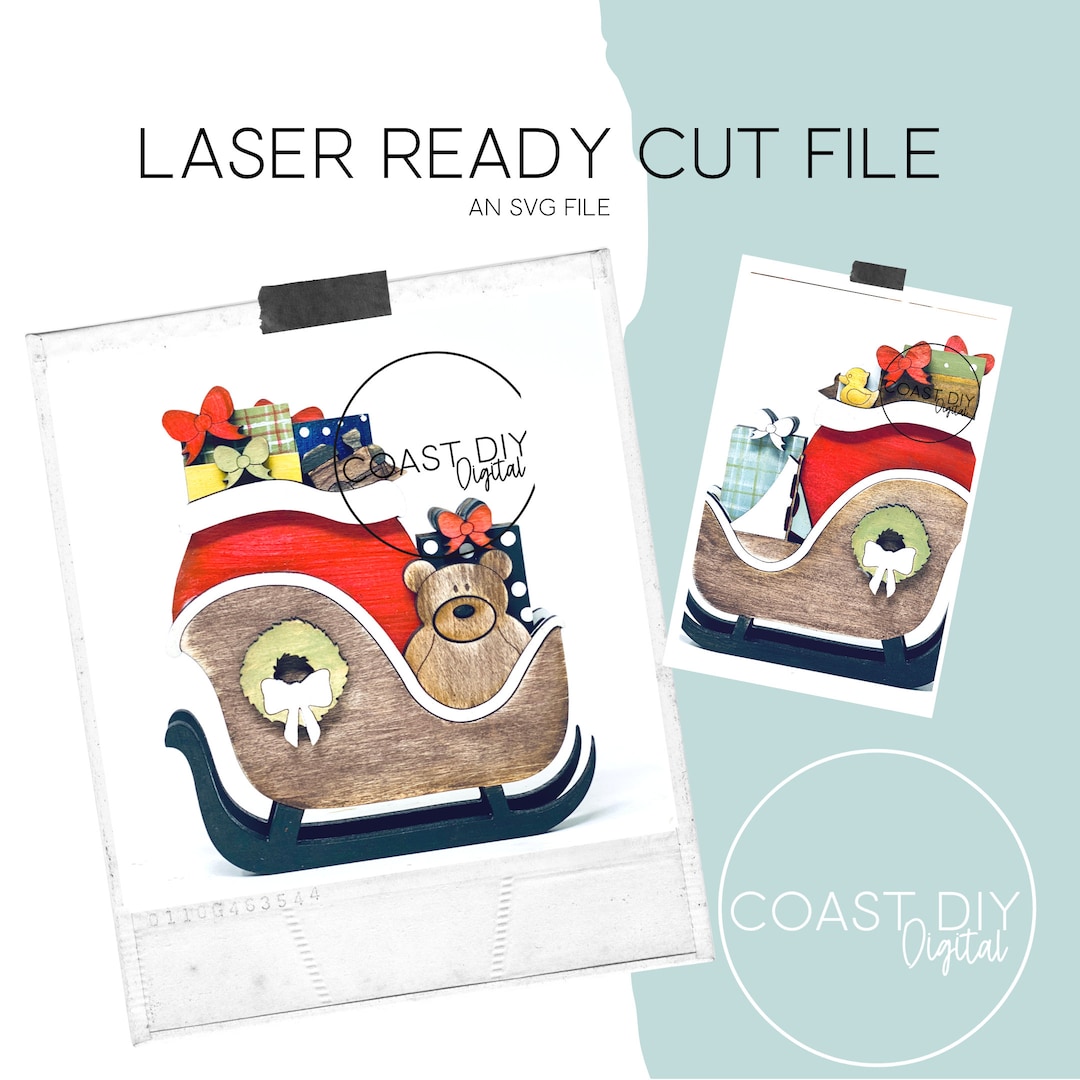 Christmas Village Santa's Sleigh | Presents| Glowforge Ready | Laser ...