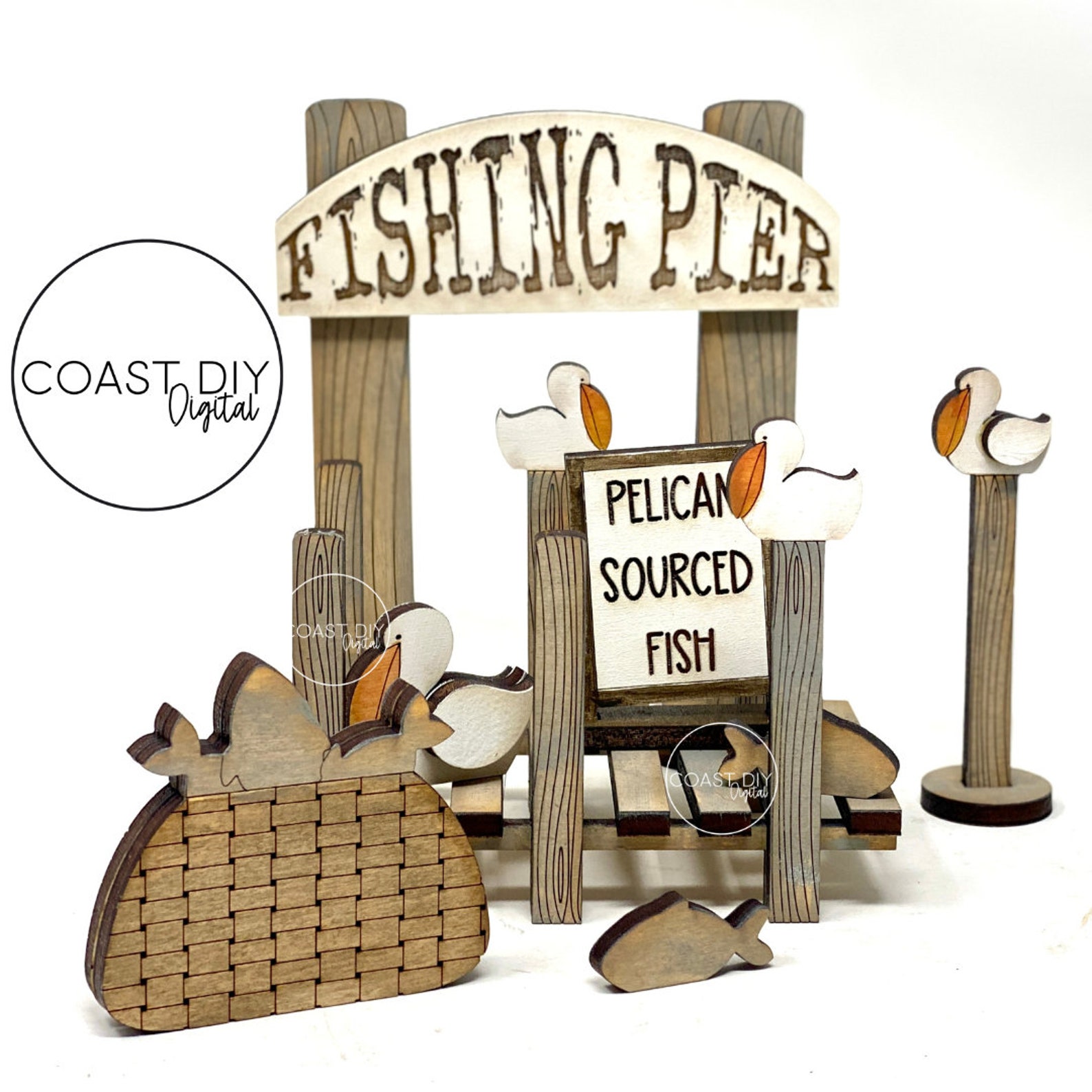 Pelican Fishing Pier | Seaside Village | Laser File | SVG | Glowforge ...
