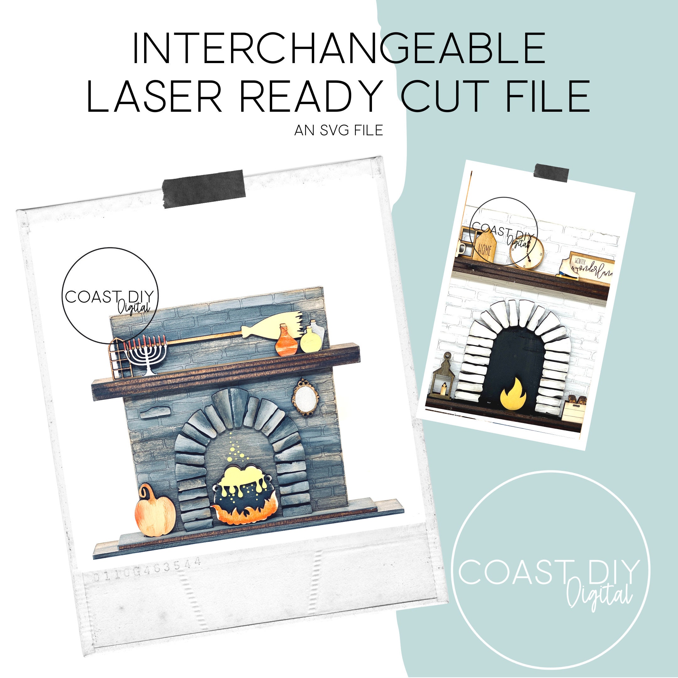 Interchangeable Stone Fireplace SVG Digital File Glowforge - Etsy