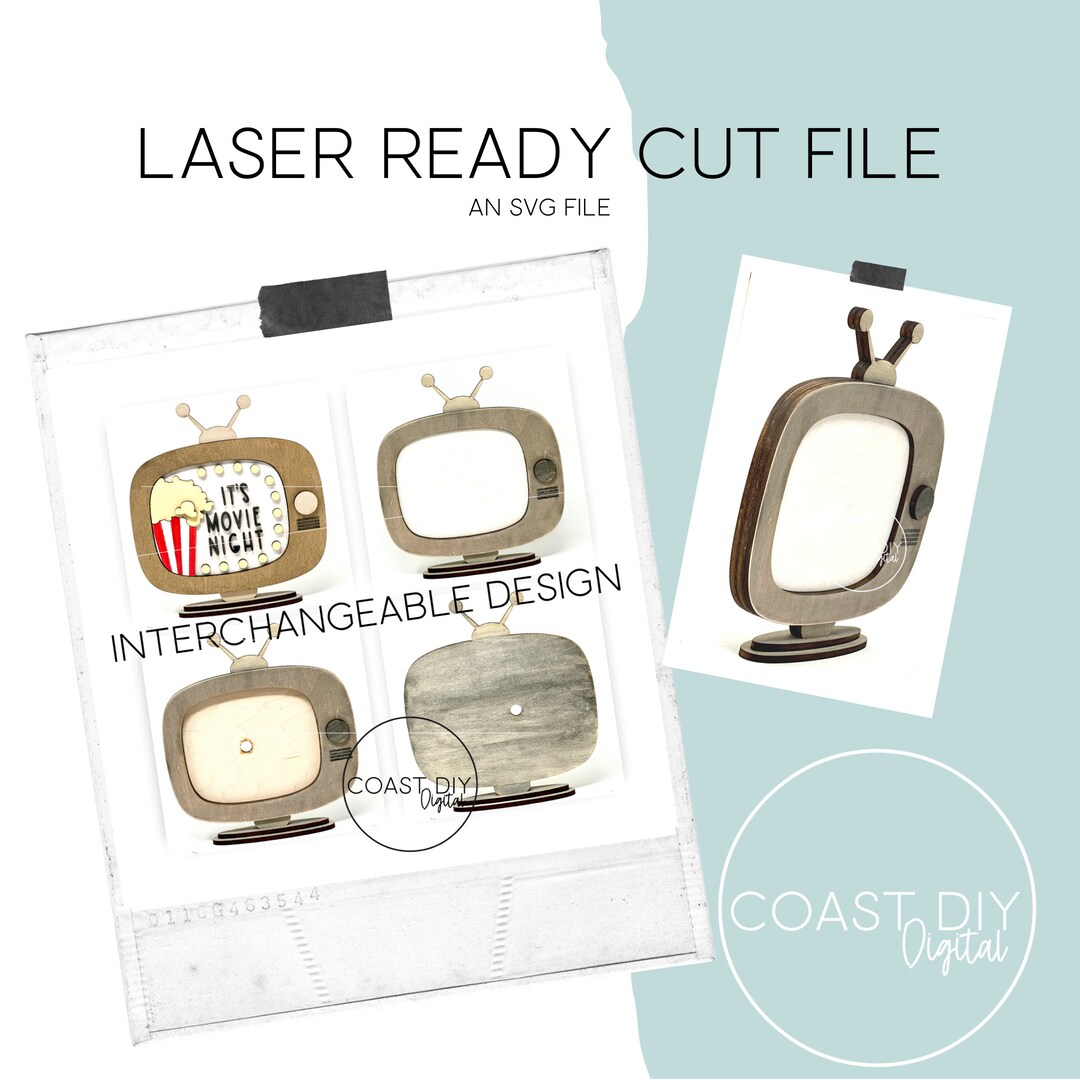 Interchangeable Retro TV SVG Digital File | Glowforge Ready | Shelf ...