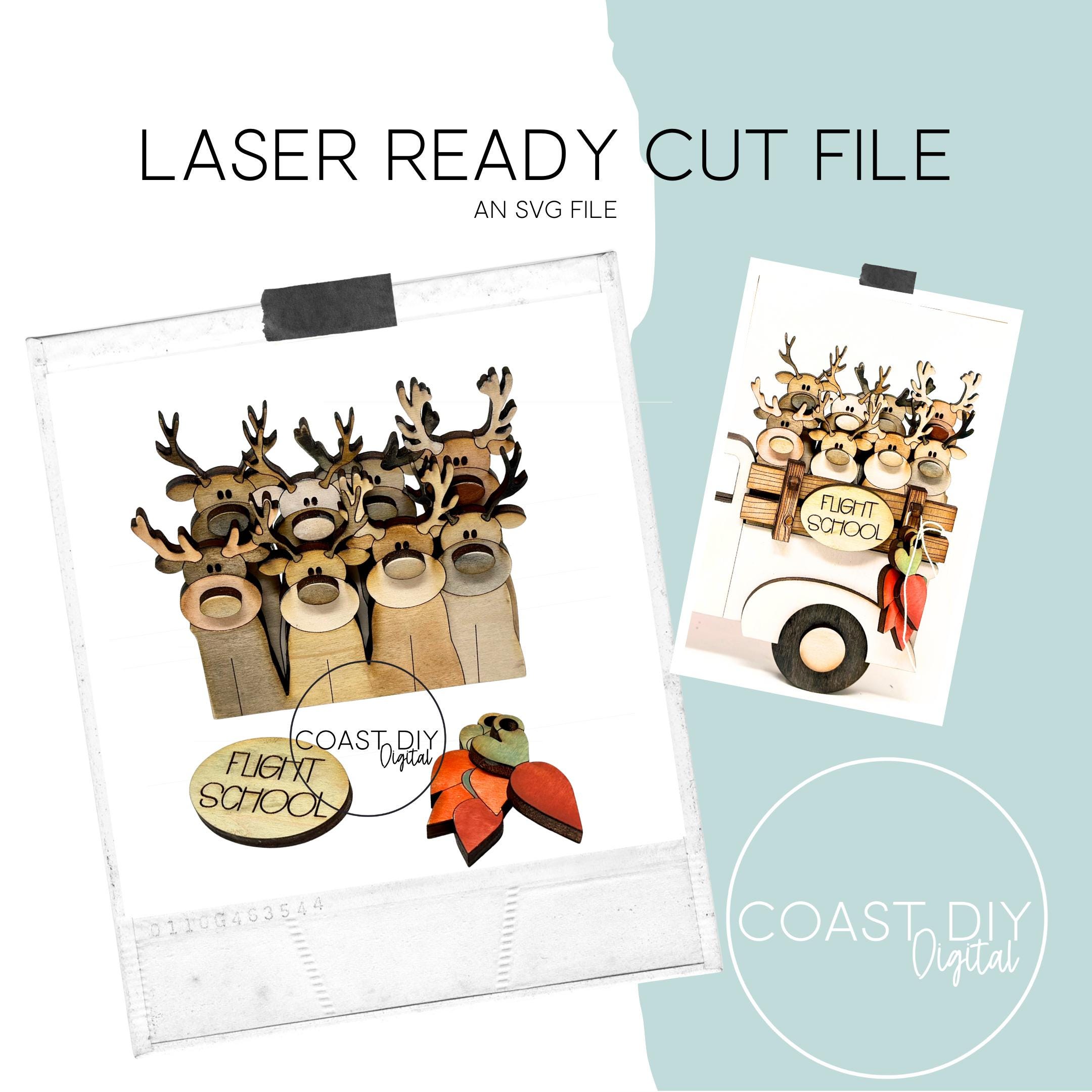 Reindeer Flight School Insert for Vintage Truck Free Standing Laser Cut ...