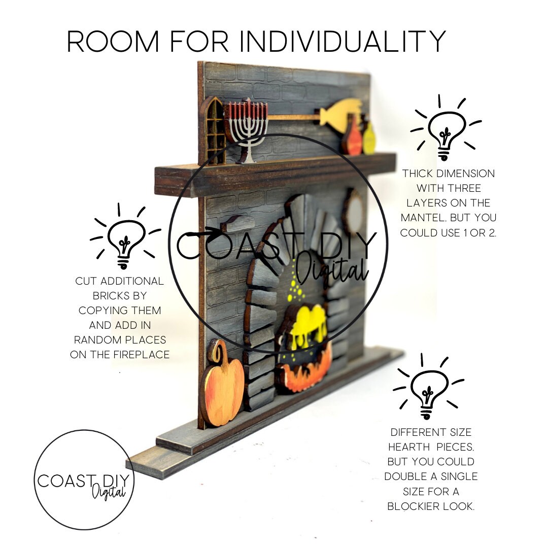 Interchangeable Stone Fireplace SVG Digital File Glowforge - Etsy