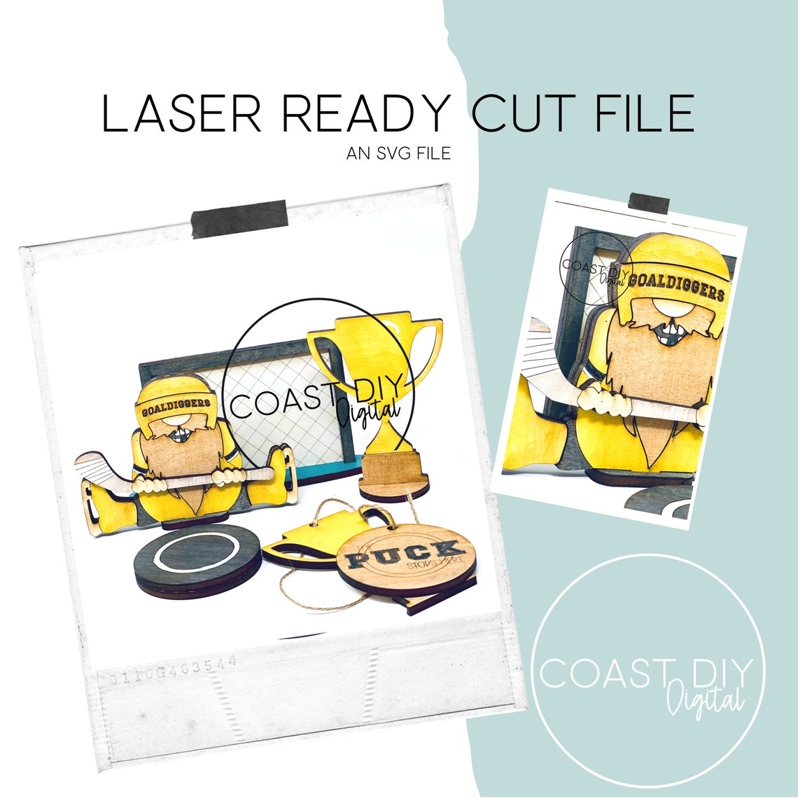 Ice Hockey SVG Digital File Glowforge Ready Laser Puck - Etsy