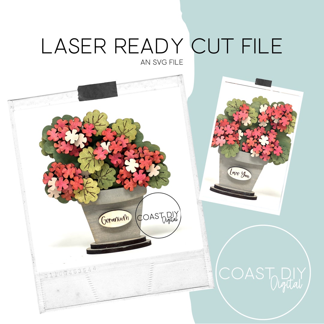 Potted Geranium SVG File | Digital Download | Glowforge | Laser File - Etsy