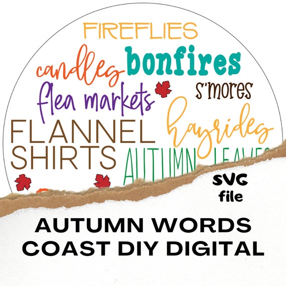 Autumn Words Digital SVG Filelaser Cut Filefirefliesfalling | Etsy