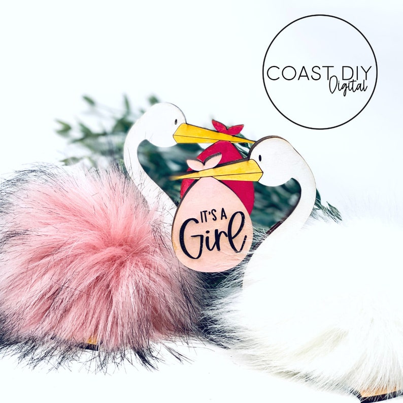 Pom Pom Stork Wooden Add on SVG File | Digital Download | Glowforge ...