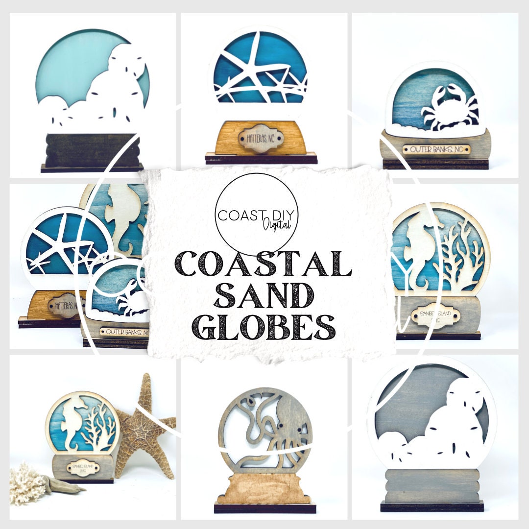 Bundle of Coastal Sand Globes| Glowforge Ready | Laser File|snow Globe ...