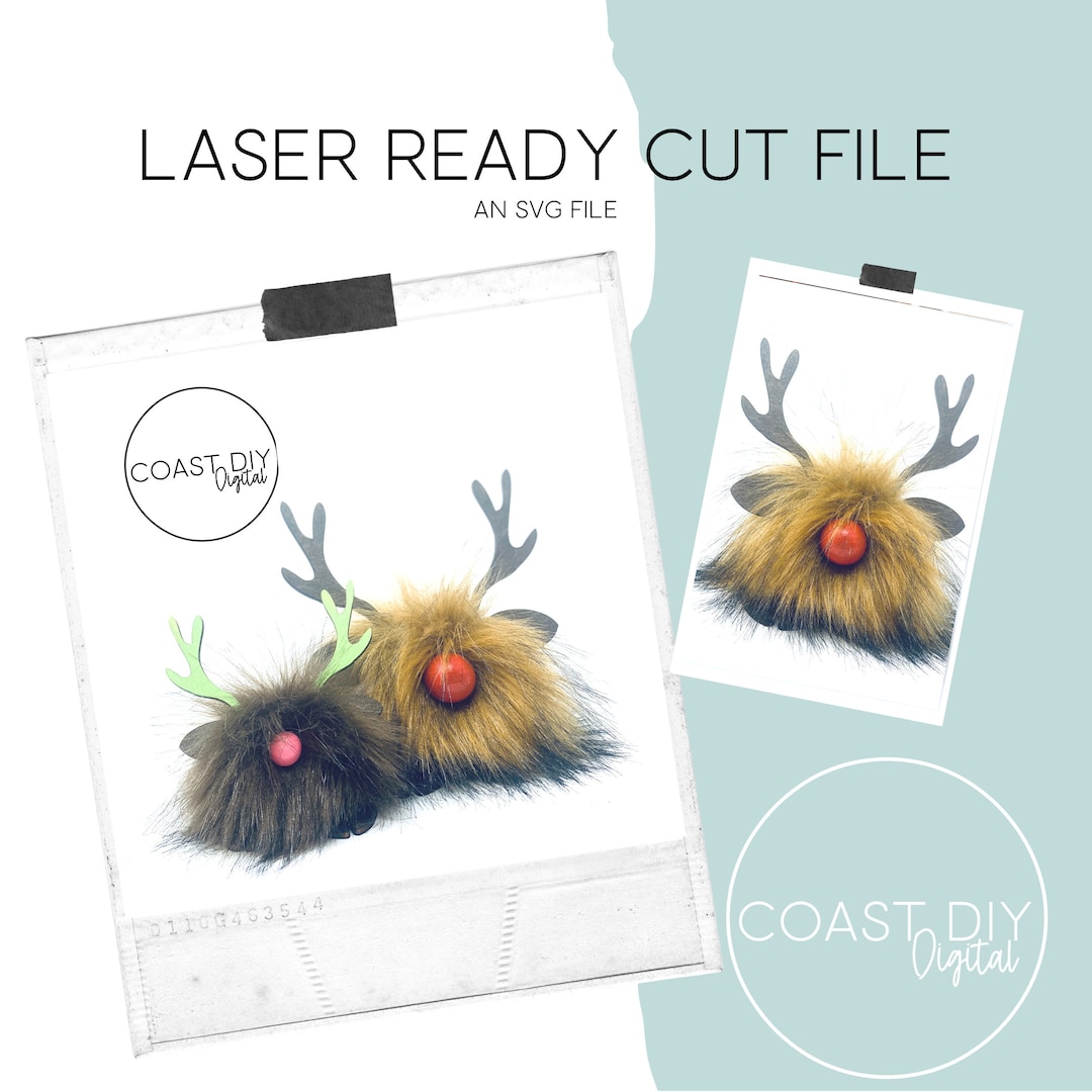 Pom Pom Reindeer Wooden Add on SVG File | Digital Download | Glowforge ...