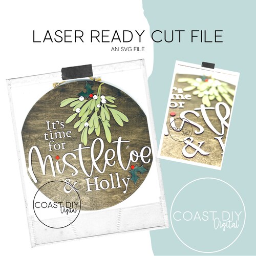 Mistletoe and Holly Bundle SVG Files Laser Cut - Etsy