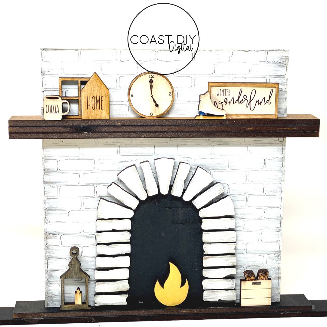 Interchangeable Stone Fireplace SVG Digital File Glowforge - Etsy